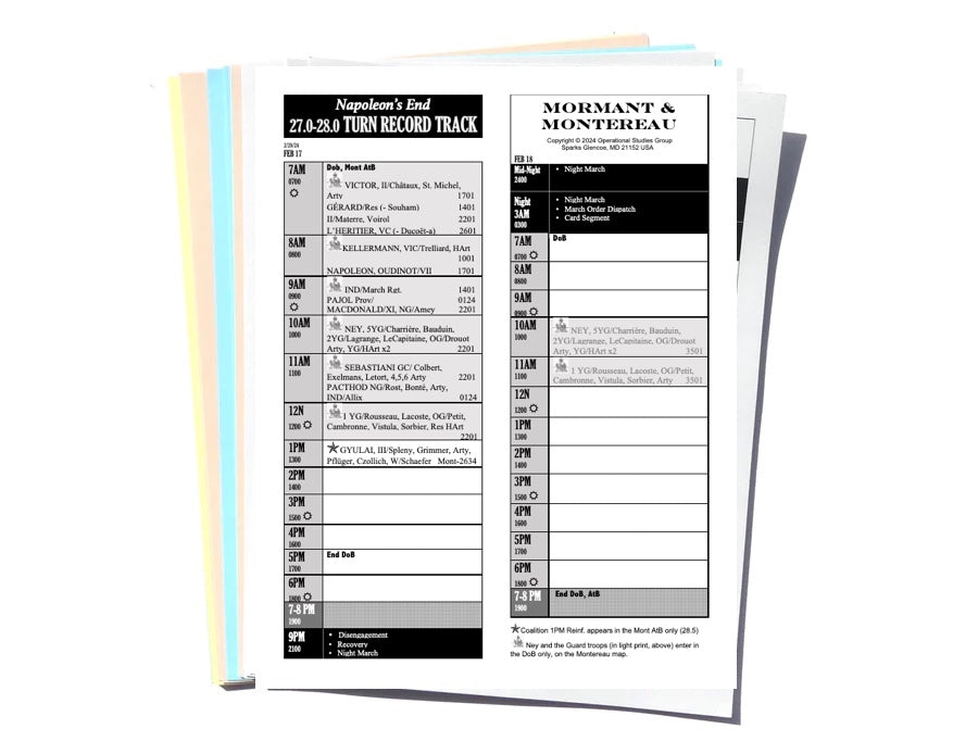 Napoleon's End, Player Aid Cards – Operational Studies Group